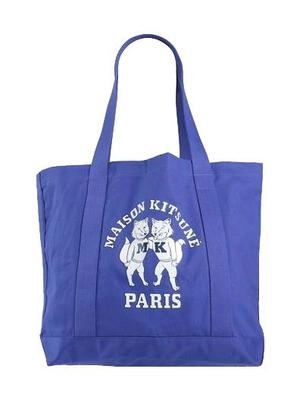 Maison Kitsuné MAISON KITSUNÉ Cotton Shopper Bag Blue