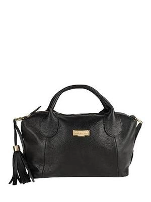 BALDININI Pebbled Leather Bowler Bag - Black