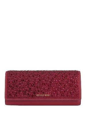 Michael Kors Embellished Leather Clutch - Red
