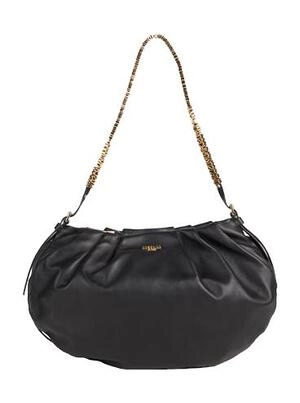 Moschino Leather Shoulder Bag With Gold Tone Chain - Black