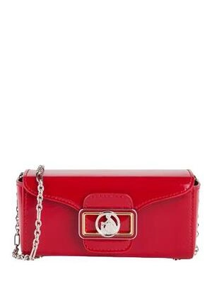 LANVIN Mini Glossed Leather Crossbody Bag With Appliqu - Red