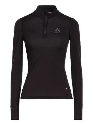 ODLO Merino Wool Long Sleeve Base Layer Top - Black