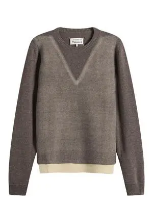 MAISON MARGIELA Fused Knit Crewneck Sweater - Mud/ecru