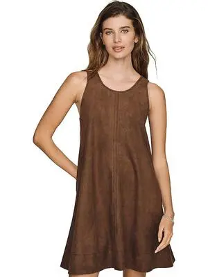 Maeve Keiko Suede Mini Dress - Brown