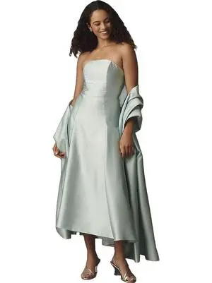 MARE MARE Strapless Drop-waist Midi Dress - Light Blue