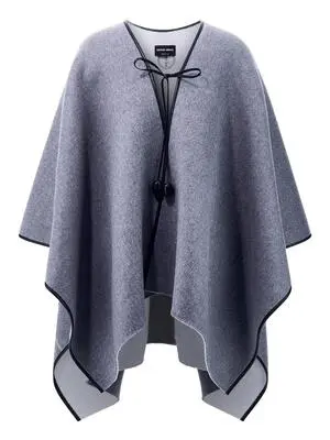 Giorgio Armani Wool And Cashmere Poncho With Leather Trim - Grey