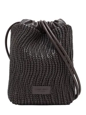 Giorgio Armani Micro Pleated Leather Bucket Bag - Brown