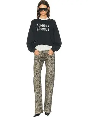 R13 Almost Famous Cropped Crewneck Sweatshirt - Black