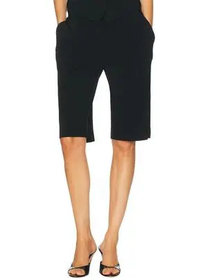 Norma Kamali Flat Front Bermuda Short - Black