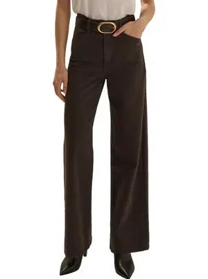 FAVORITE DAUGHTER The Mischa High Waist Wide Leg Ankle Pants - Espresso