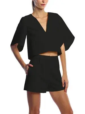 LBLC THE LABEL Amalfi Deep V Blouse - Black