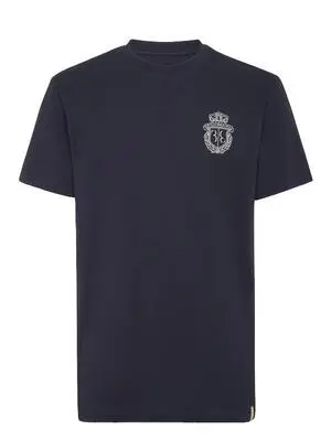 BILLIONAIRE Embroidered Round Neck T-shirt Crest - Darkblue