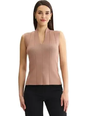Misook V-neck Princess Seam Knit Tank - Charmeuse