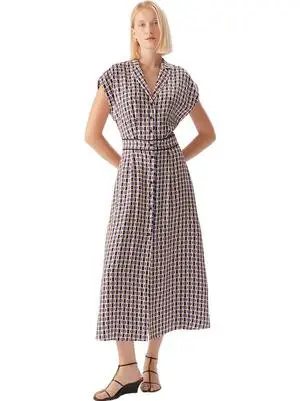 EXQUISE Aitana Midi Dress With Checked Pattern - Blue Patterned