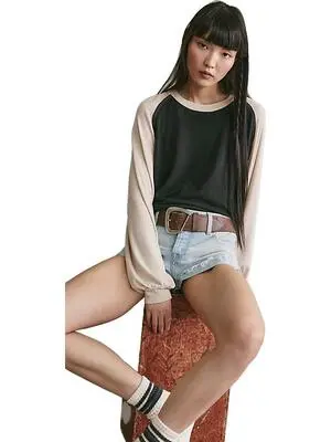 Free People We The Free First Base Long Sleeve Tee - Black Combo