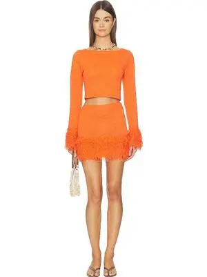 Superdown Ruelle Fringe Mini Skirt Set - Orange