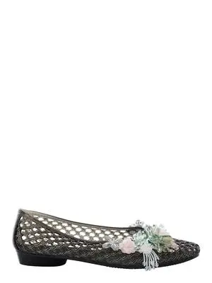 HEAVENLY JELLY Embellished Jelly Ballet Flats - Black