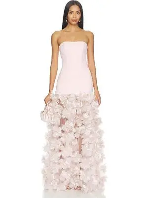 BRONX BANCO Harper Strapless Gown With Floral Embellishments - Blush