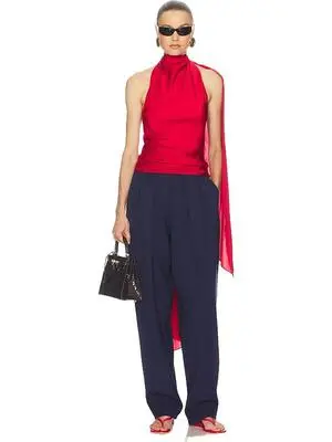 HELSA Silk Halter Top - Ruby Red