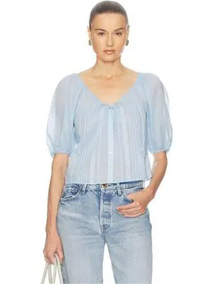 HELSA Voile Peasant Blouse - Light Blue
