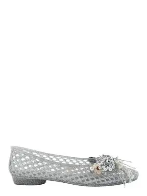 HEAVENLY JELLY Sunnyvale Embellished Jelly Flats Silver