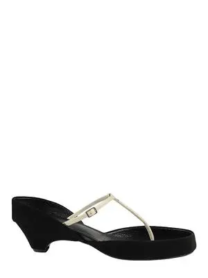 SALONDEJU Frame T-strap Sandals - Ivory