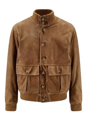 DFOUR Suede Bomber Jacket - Beige