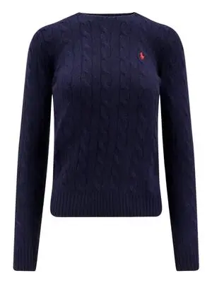Polo Ralph Lauren POLO RALPH LAUREN Certified Wool And Cashmere Cable Knit Crew Neck Sweater Blue