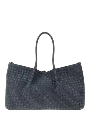 Bottega Veneta Pinacoteca Suede Handbag With Intrecciato Motif - Grey