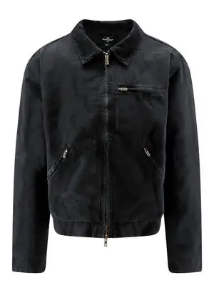REPRESENT The Work Cotton Jacket With Zip Closure And Monogram Embroidery - Black