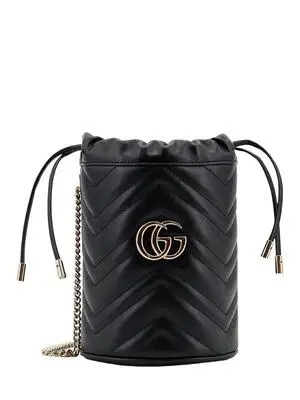 Gucci Gg Marmont Matelassé Leather Bucket Bag - Black