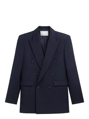THE FRANKIE SHOP Monterey Double-breasted Wool Blend Blazer - Blue