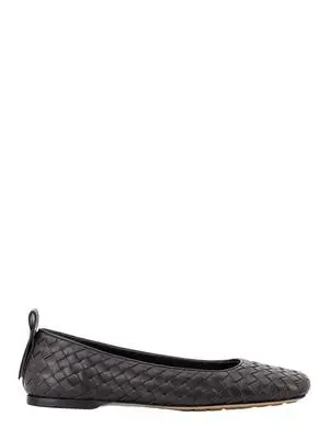 Bottega Veneta Charlotte Leather Intrecciato Ballet Flats - Black