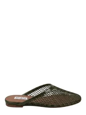 Alaïa Fishnet Flat Mules - Brown