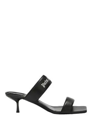 Palm Angels Logo Embossed Square-toe Heeled Sandals - Black