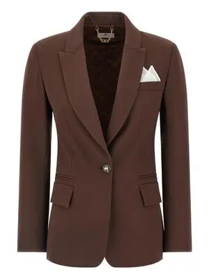 Elisabetta Franchi Single-breasted Blazer With Logo Button Closure - Red
