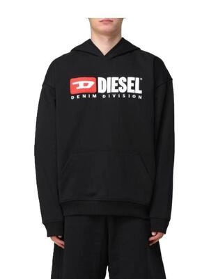 DIESEL® S-boxt Logo Printed Hoodie - Black