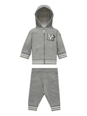 Moncler Full Zip Hoodie And Jogger Set - Gray