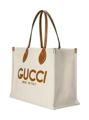 Gucci Gucci Logo Printed Medium Tote Bag Beige