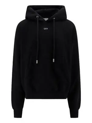 Off-White Logo Printed Drawstring Hoodie - Black