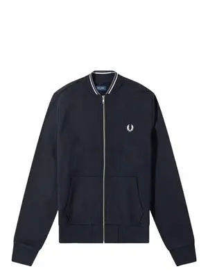 Fred Perry Zip Up Jacket With Embroidered Logo - Black