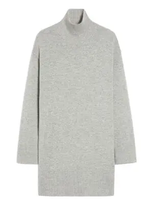 Max Mara Wool And Cashmere Polo-neck Dress - Medium Gray