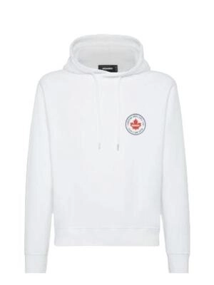 Dsquared2 Cotton Hoodie With Patterned Decoration - White