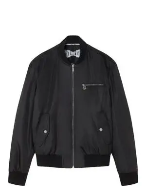 Versace Reversible Zipped Bomber Jacket With Medusa Chain Print - Black