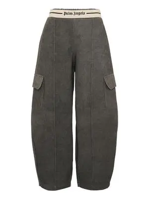 Palm Angels Logo Print Cargo Trousers - Grey