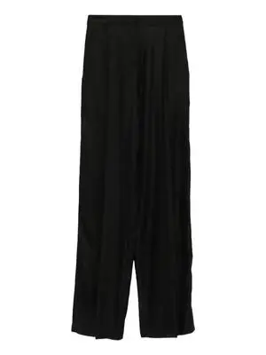 Elisabetta Franchi Pleated Trousers With Golden Logo Buttons - Black
