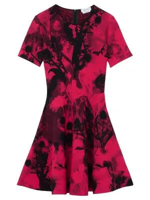 Alexander McQueen Floral Jacquard Mini Dress - Red/black