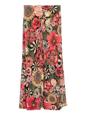 Farm Rio Floral Pattern Midi Skirt - Multicolor