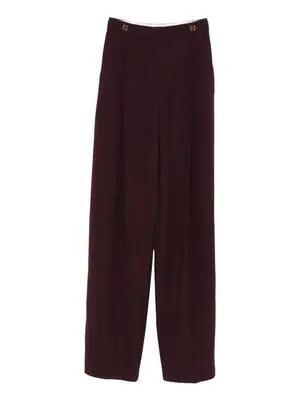 Elisabetta Franchi High Waist Straight Leg Trousers With Gold-tone Button Detail - Black