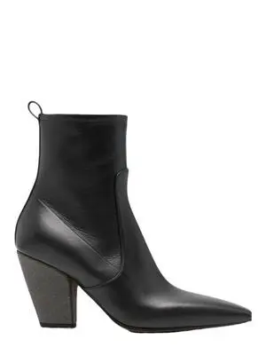 Brunello Cucinelli Monili-embellished Pointed-toe Ankle Boots - Black